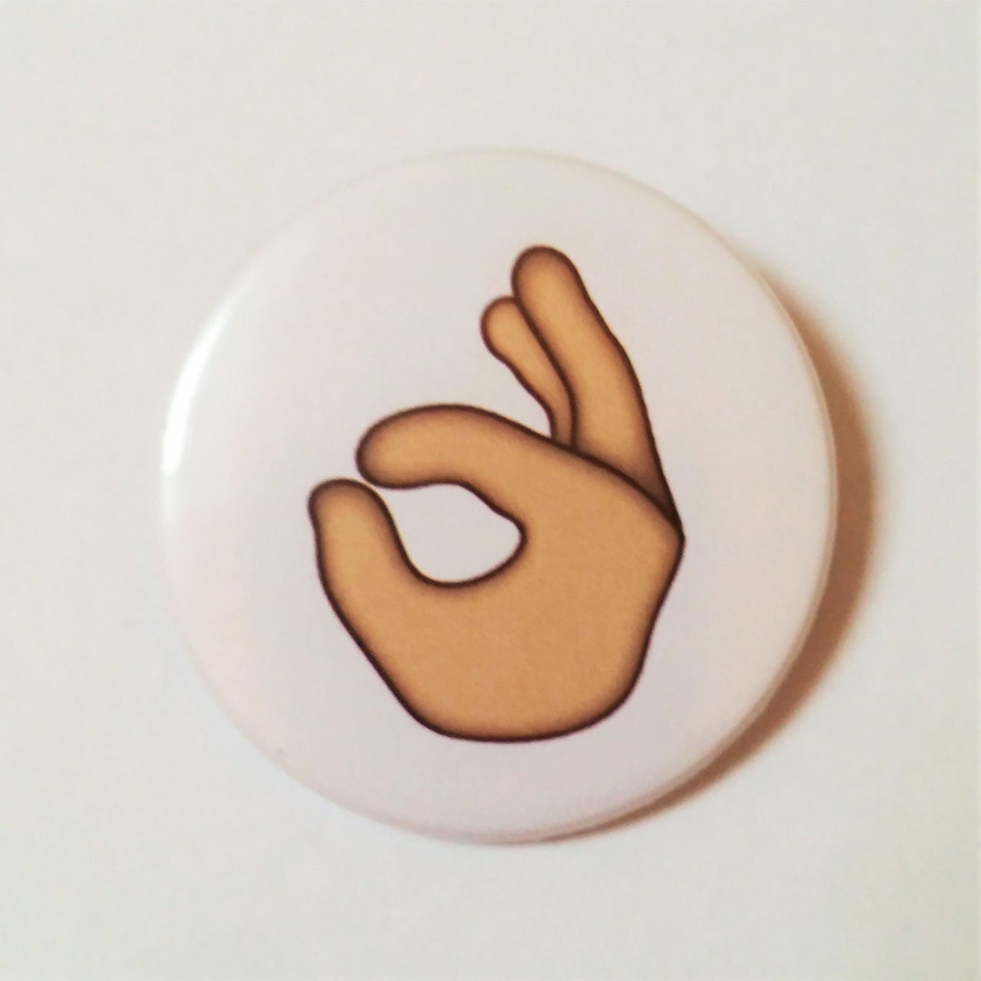 OK Hand Emoticon Button Pin Badge ∙ Emoji Button Pin Badge ∙ Okay Gift ...