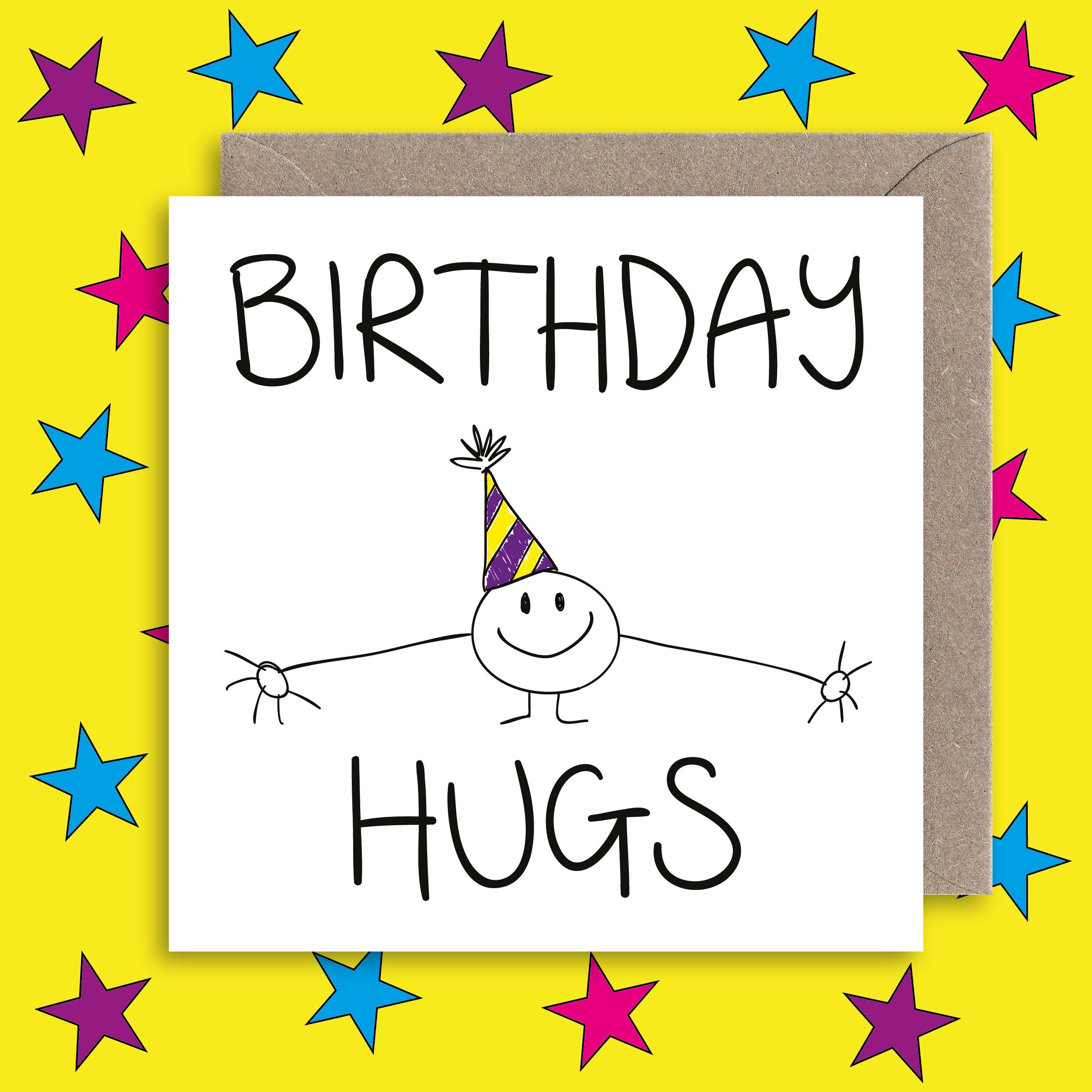 Cute Funny Birthday Hug Card Happy Birthday Greeting Card - Etsy UK