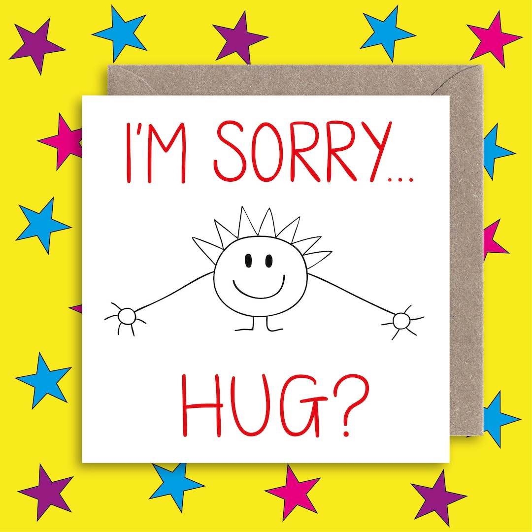 Cute I'm Sorry Hug Greeting Card ∙ Get Well ∙ Apology ∙ Condolence ∙ ...