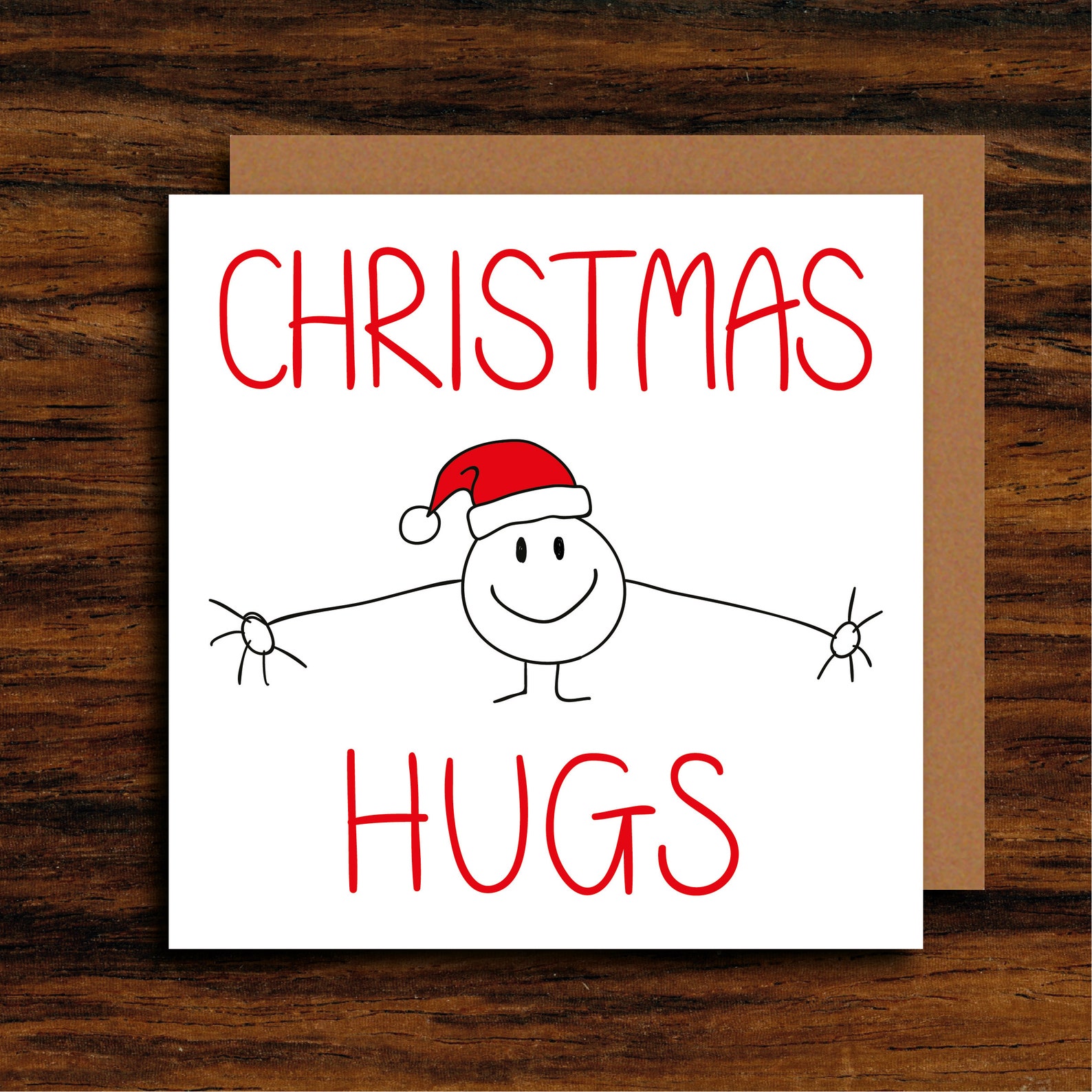 Funny Christmas Card Christmas Hugs Card Cute Christmas - Etsy