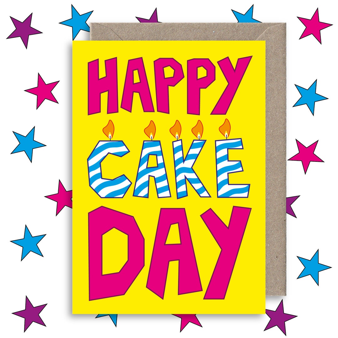 Happy Cake Day Card ∙ Cute Happy Birthday Card ∙ Birthday Candles Card ...