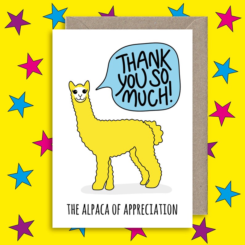 Alpaca of Appreciation Greeting Card Thank You Gratitude - Etsy