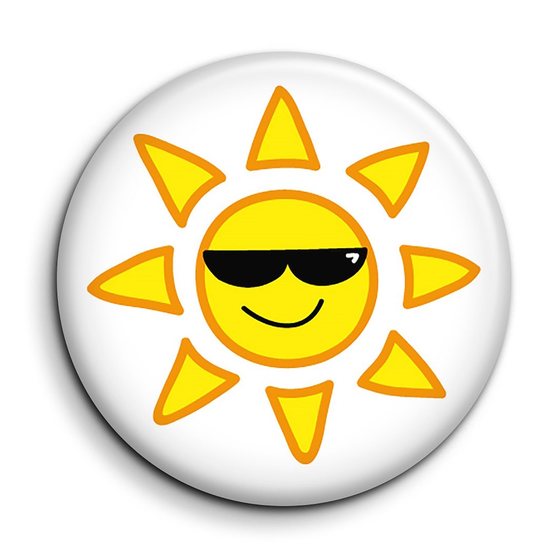 Cute Sunshine Button Pin Badge ∙ Smiley Sun Pin Badge ∙ Small ...