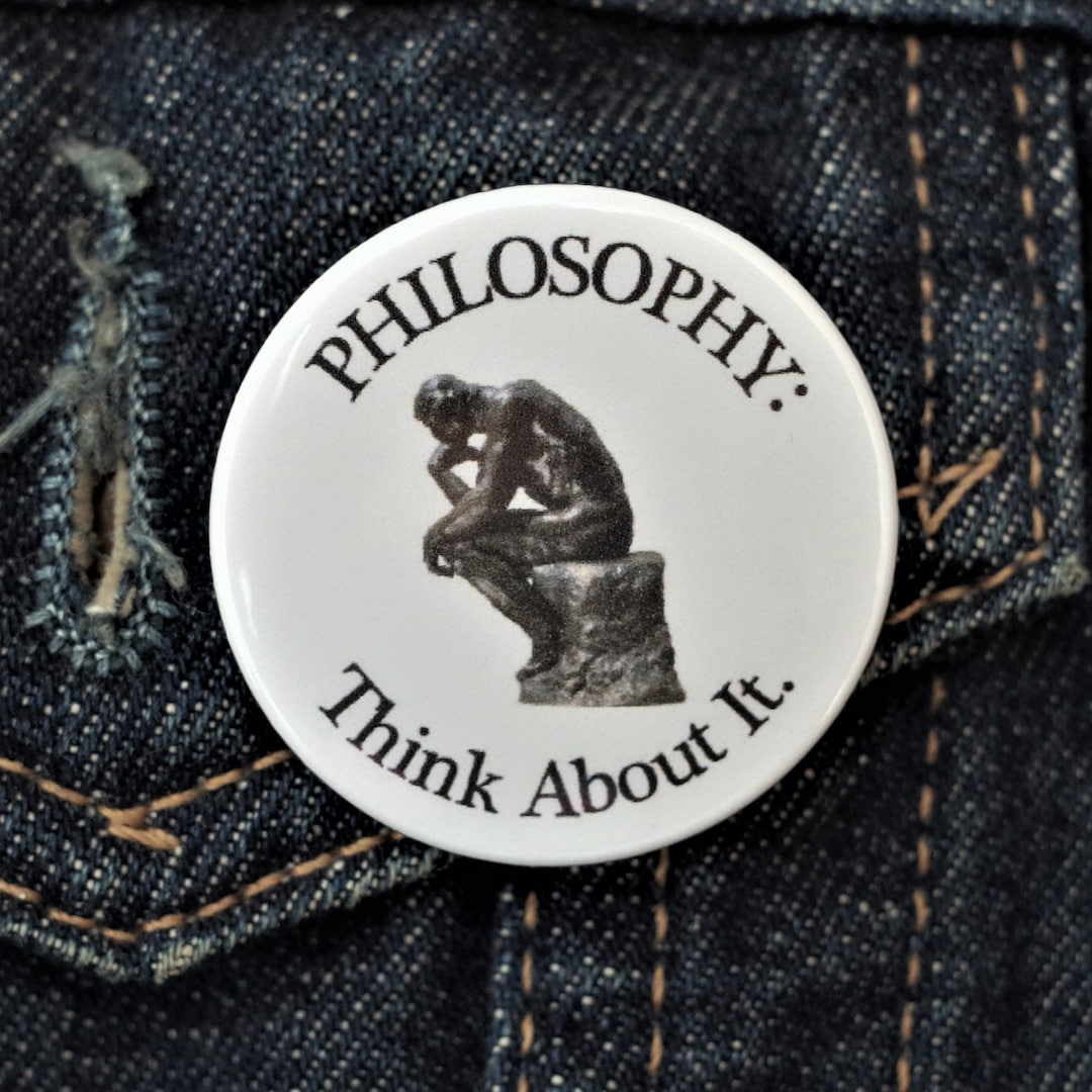 Funny Button Pin Badge ∙ Thinking Man Philosophy Pin Badge ∙ Cute Geek ...