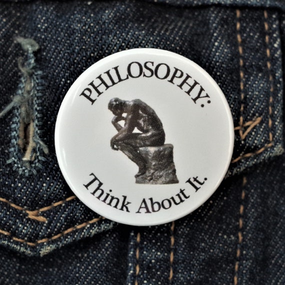Funny Button Pin Badge Thinking Man Philosophy Pin Badge | Etsy
