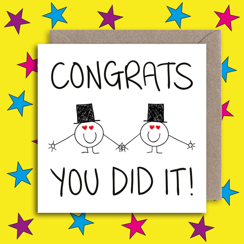 Cute Gay Wedding Congratulations Card Mr & Mr Card - Etsy UK