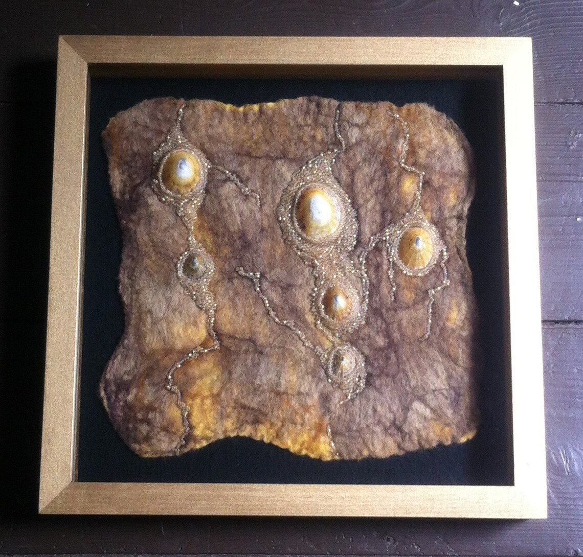 Tideline No.4 - Hand Felted Picture With Beads and Found Limpet Shells ...