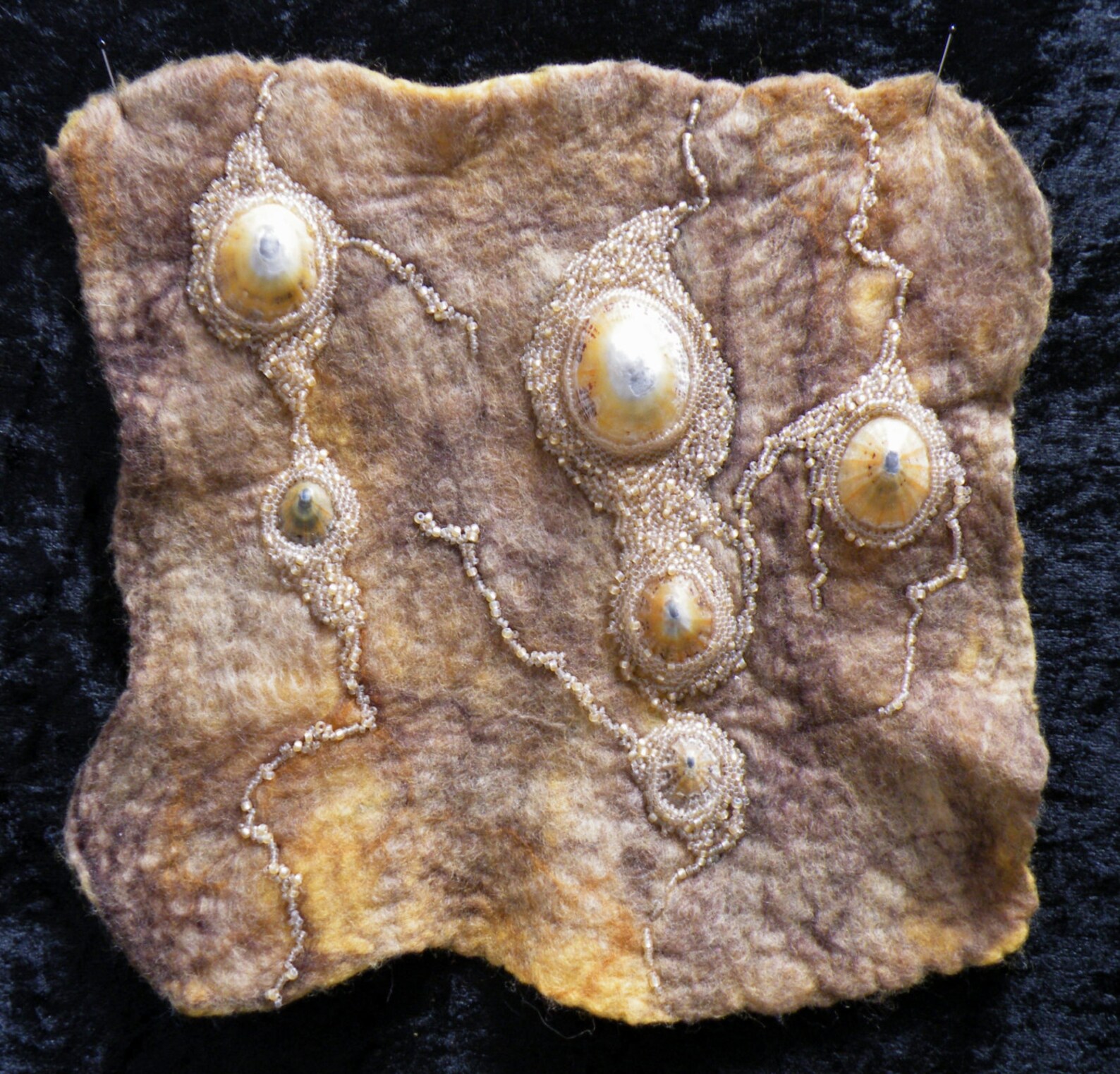 Tideline No.4 - Hand Felted Picture With Beads and Found Limpet Shells ...