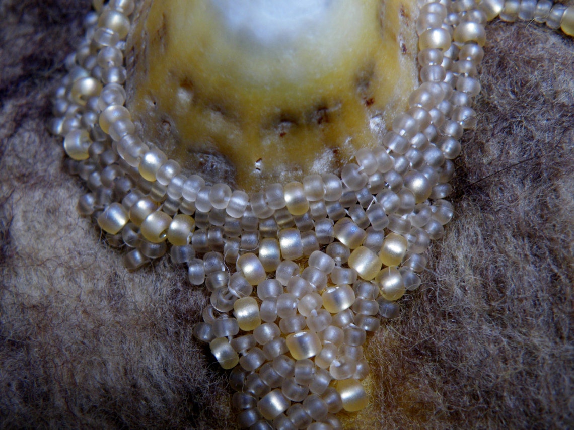 Tideline No.4 - Hand Felted Picture With Beads and Found Limpet Shells ...