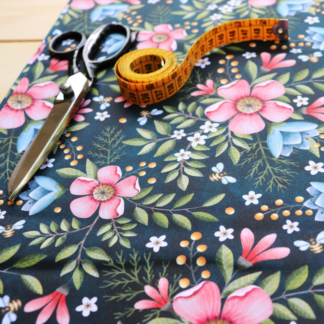 Original Fabric With Digital Print on 100% Cotton, Floral Pattern ...