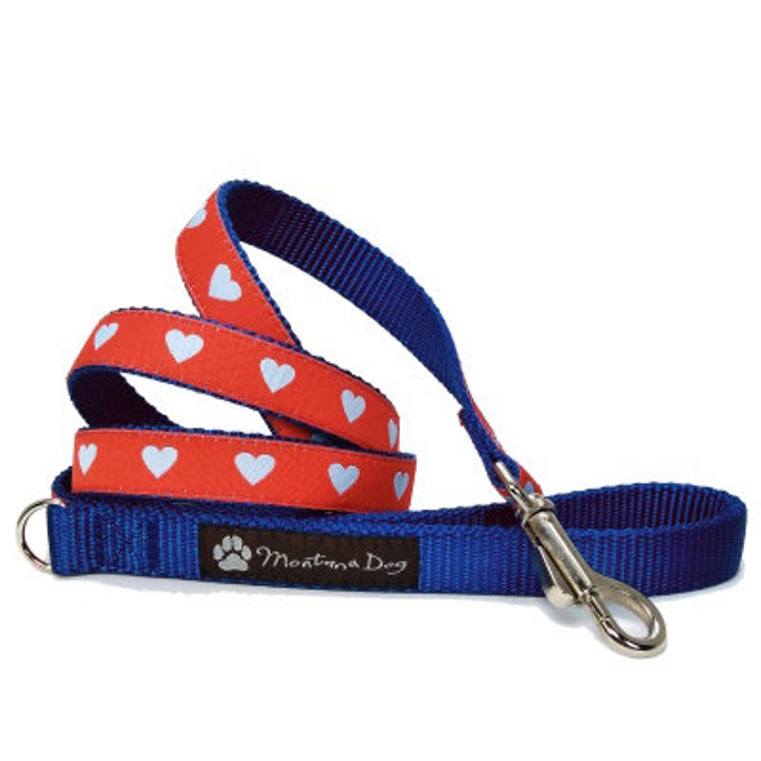 Dog Love Blue Tiny Heart Jacquard Dog Leash (120cm, 4ft.) / Made in ...