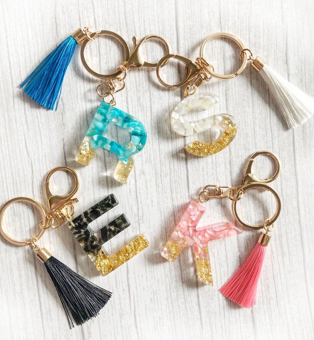 Resin Letter Keychain, Keychain Personalized, Resin Initial Keychain ...