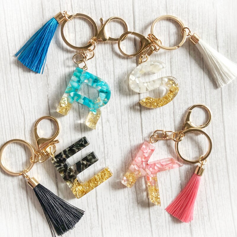 Resin Initial Keychain - Etsy