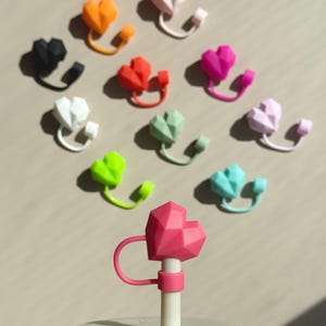 Diamond Heart Straw Topper, Stanley Straw Cap, Silicone Straw Cover ...