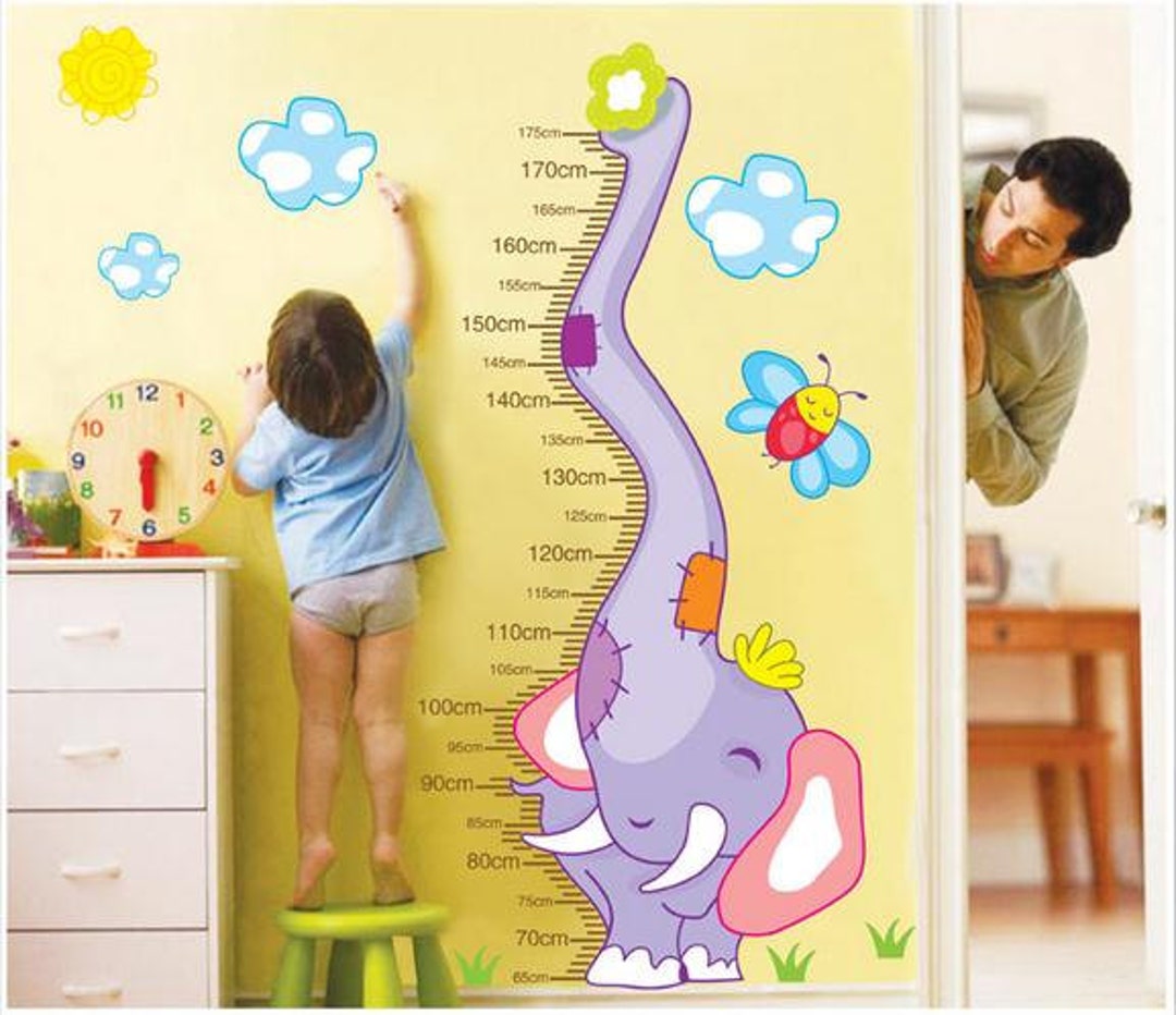 Cartoon Elephant Growth Chart Wall Decal Growth Chart Wall Sticker ...