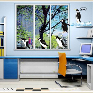 Cute Penguin Diving Wall Decal Penguin Sticker Penguin - Etsy