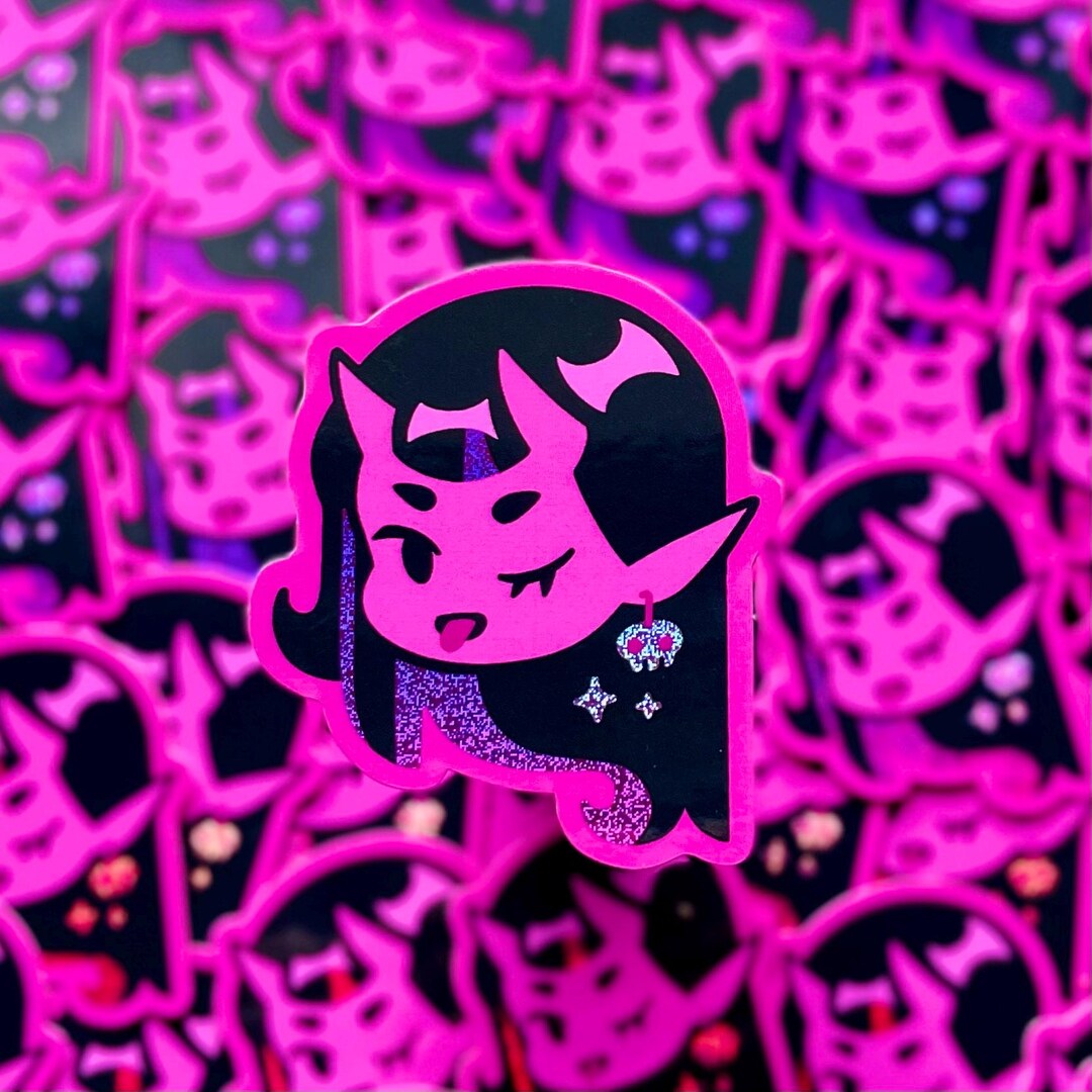 Pink Succubus Demon Girl Glitter Sticker - Etsy