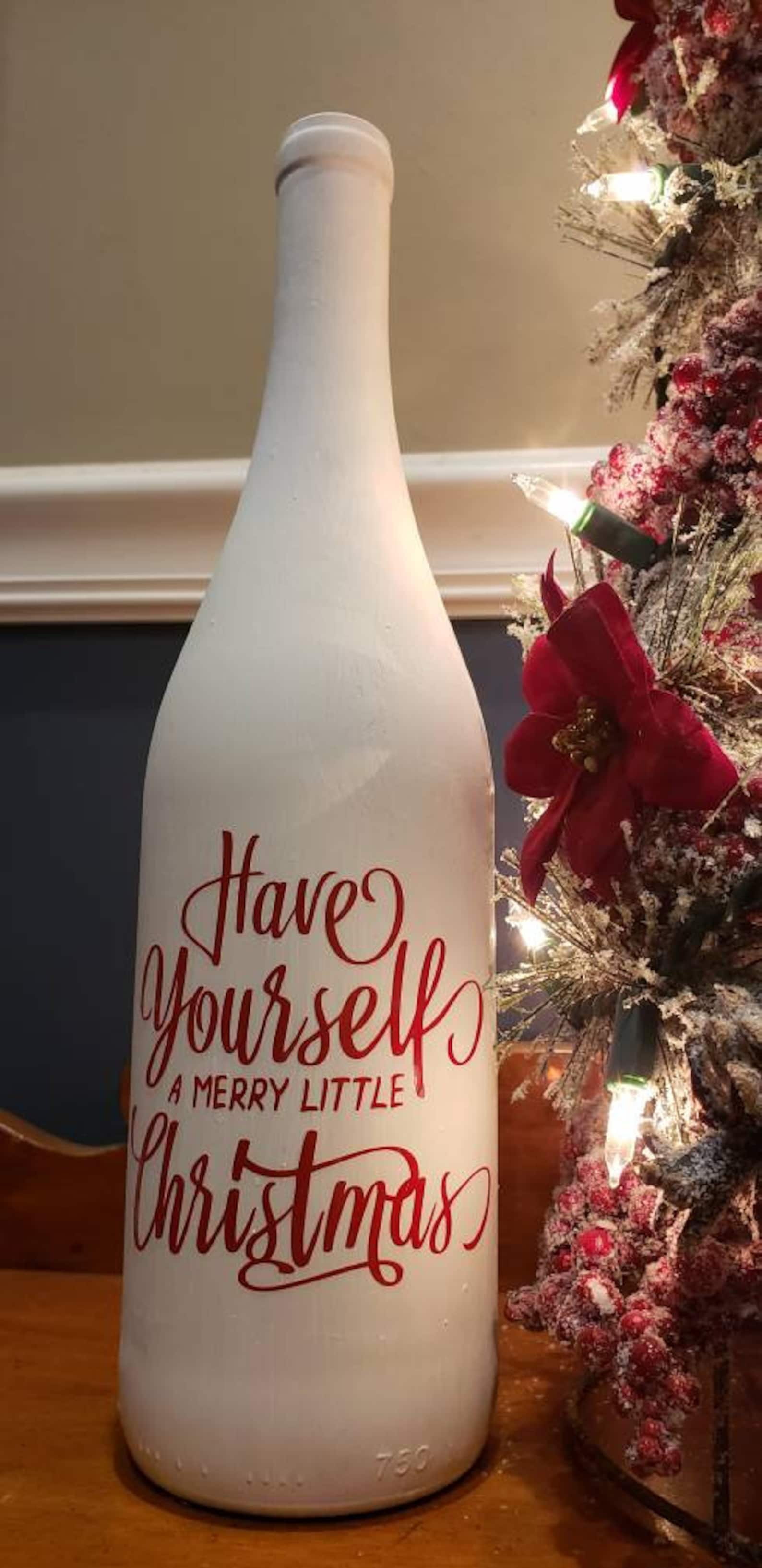 Merry Christmas Wine Bottle Wine Bottle Christmas Decoration - Etsy