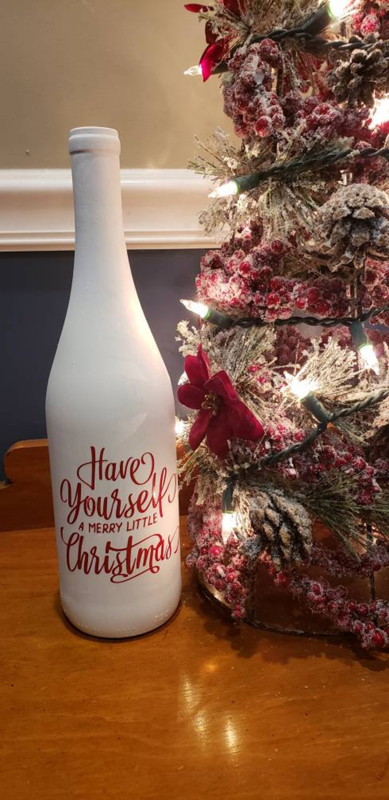 Merry Christmas Wine Bottle Wine Bottle Christmas Decoration - Etsy