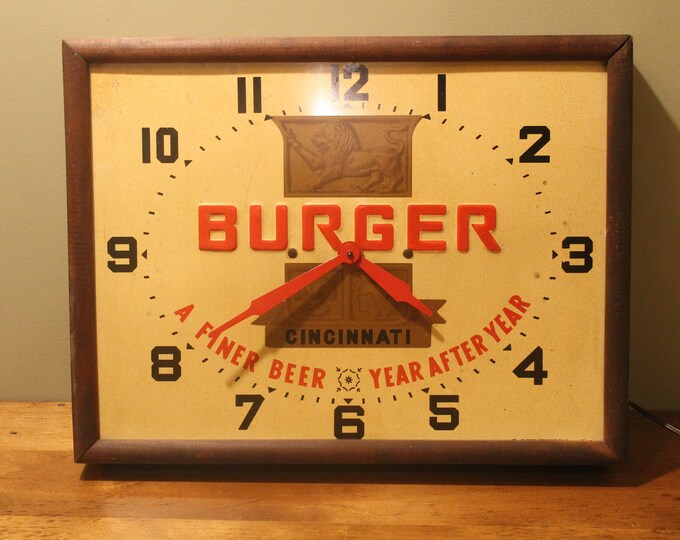 Vintage Burger Beer Clock Sign - Etsy
