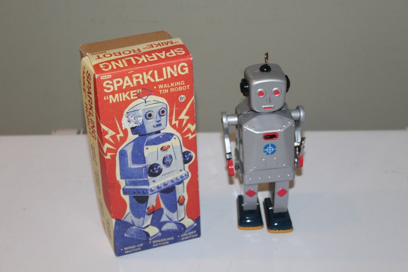 Sparkling mike Classic Wind up Robot Tin Toy With Original Box by Schylling - Etsy
