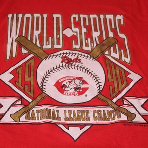 Vintage Red Cincinnati Reds 1990 World Series Baseball Champions T ...