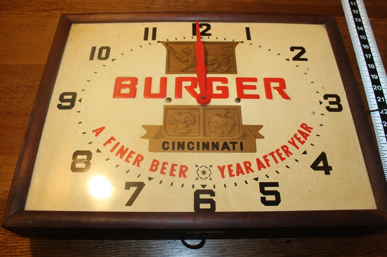 Vintage Burger Beer Clock Sign | Etsy