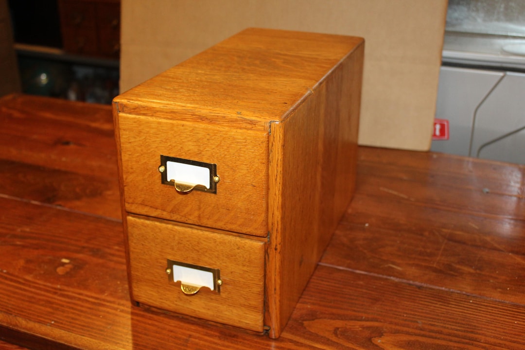 Vintage Vertical 2 Drawer Wood Library Card Catalog - Etsy