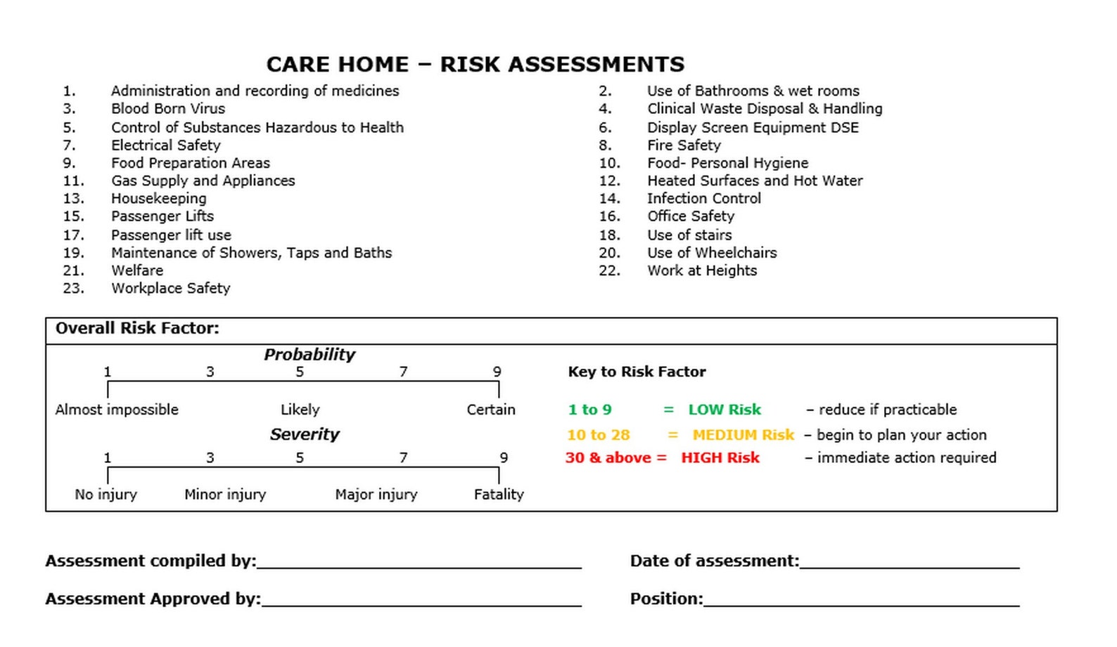 Care Home Risk Assessments - General, Word Doc, Word Template - Etsy