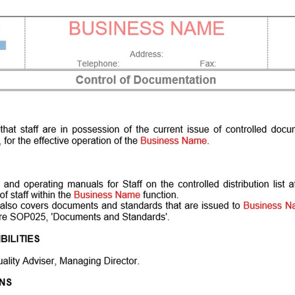 Process Documentation Template - Etsy