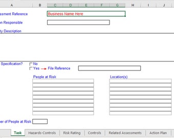 COSHH Assessment Template Business Templates Excel | Etsy UK