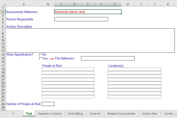 Risk Assessment Template Business Templates Excel - Etsy