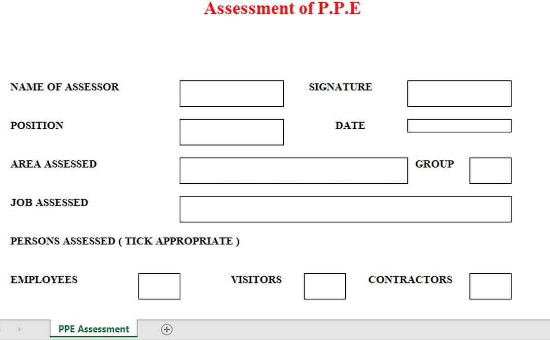 Personal Protective Equipment Assessment, PPE, Excel File, Business ...