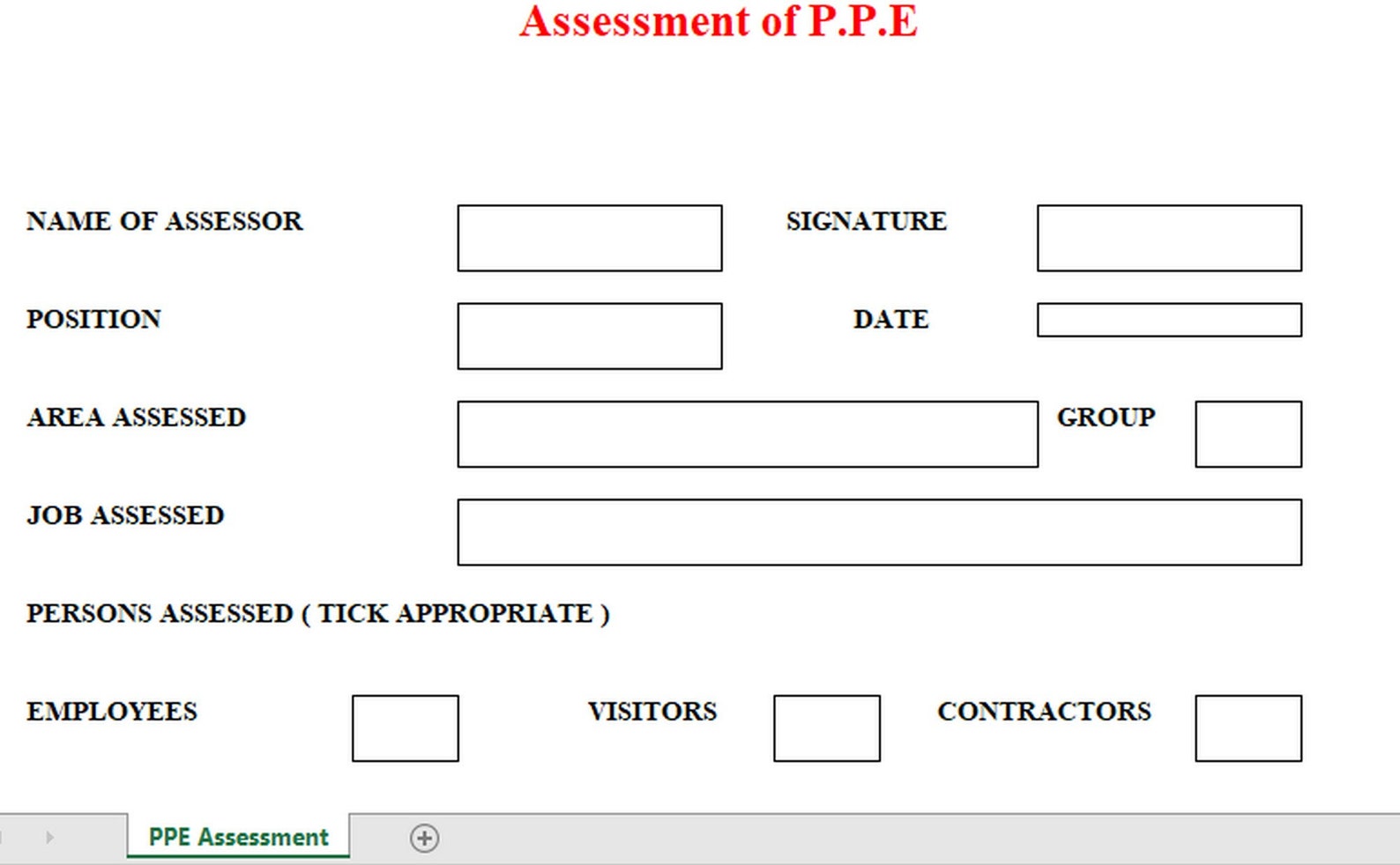 Personal Protective Equipment Assessment, PPE, Excel File, Business ...