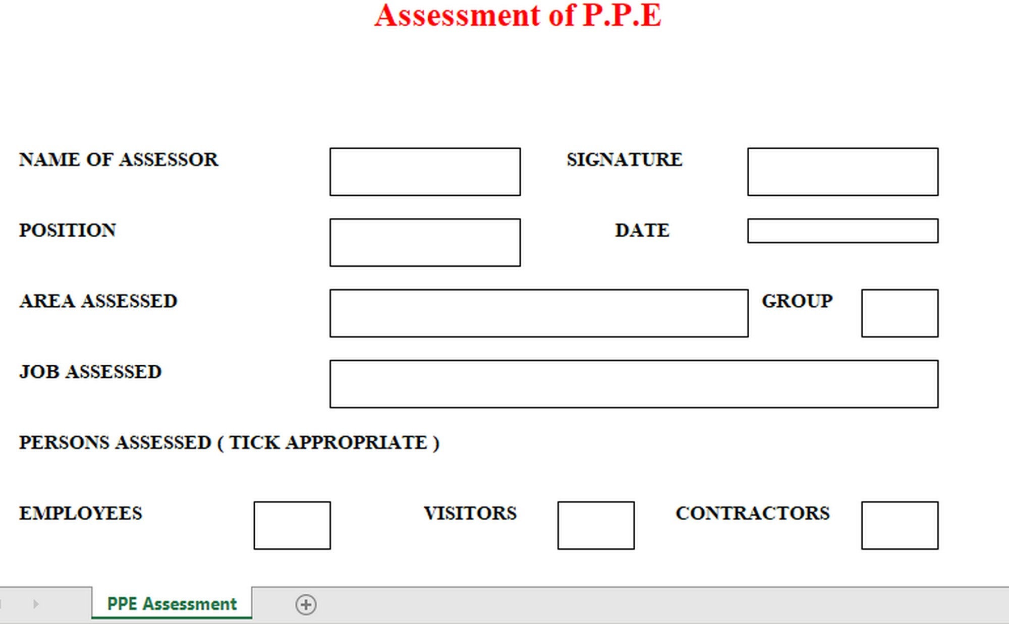 Personal Protective Equipment Assessment, PPE, Excel File, Business ...