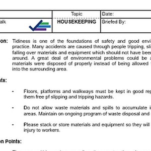 Toolbox Talk on Housekeeping in Premises or Construction Sites - Etsy ...