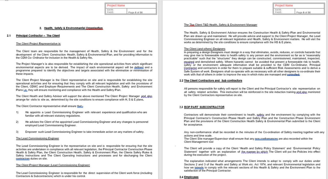 Project Health & Safety Specifications Template, Word Doc - Etsy