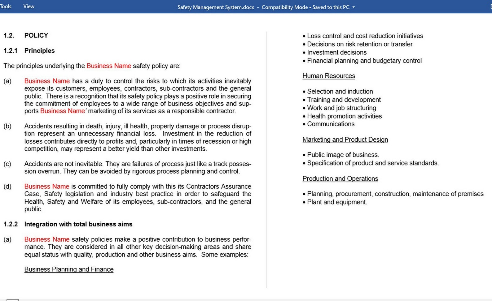Safety Management System Template, Overview, Information, Guidance ...