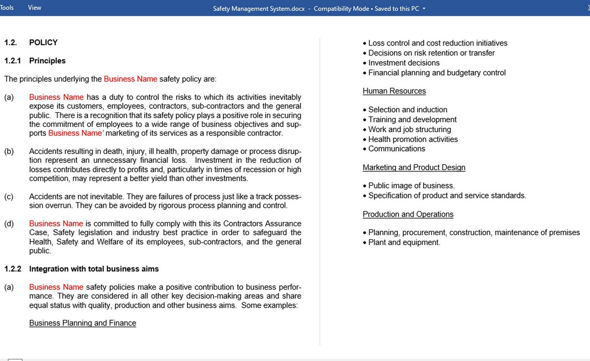 Safety Management System Template, Overview, Information, Guidance ...