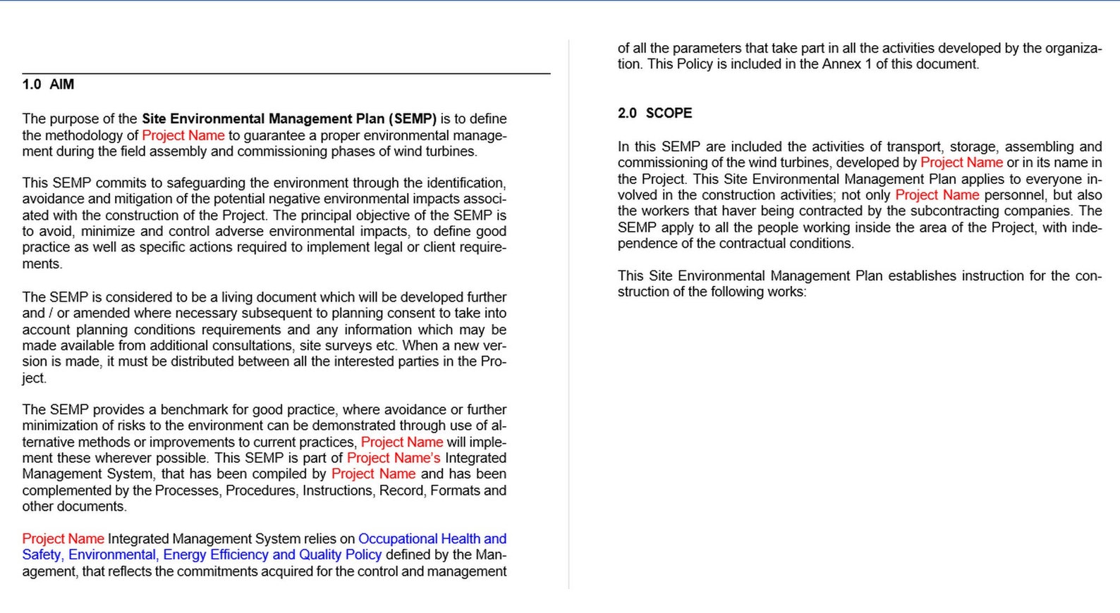 Environmental Management Plan Template, Business Document, Construction ...