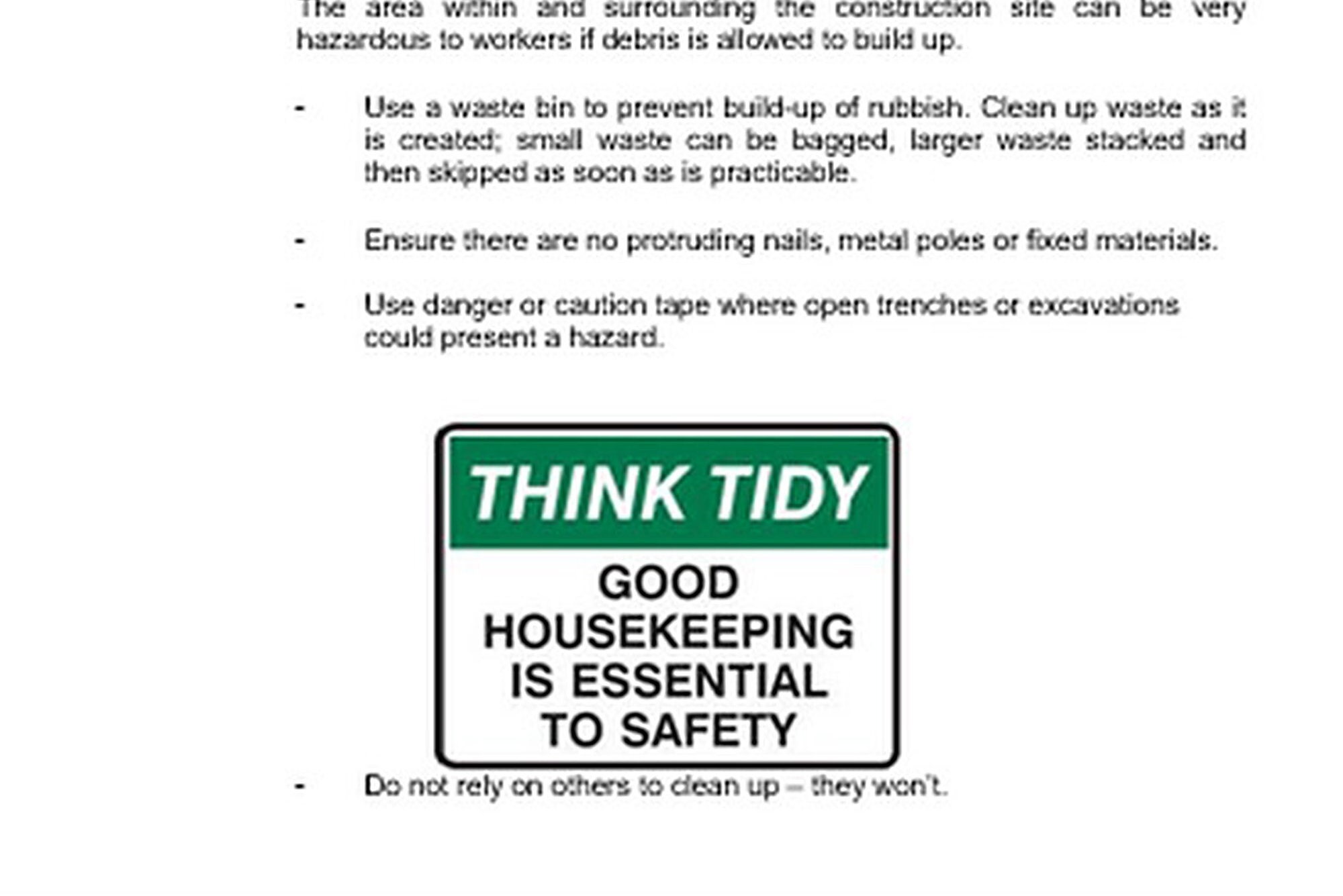 Toolbox Talk on Housekeeping in Premises or Construction Sites - Etsy ...