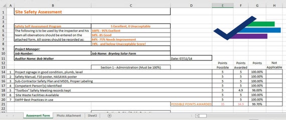 Site Safety Checklist/assessment Template Excel Template - Etsy