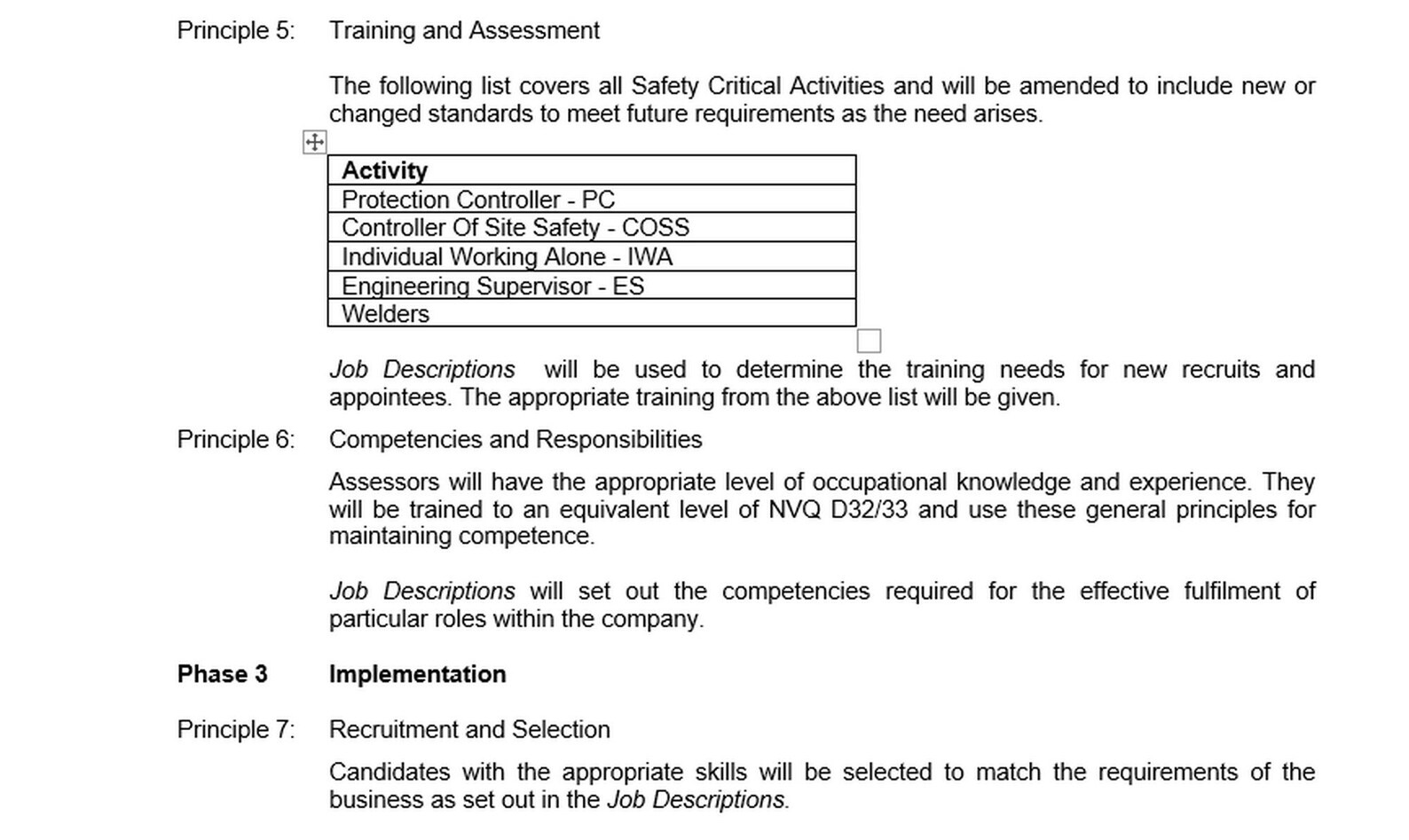 Standard Operating Procedure - Competence Assessment-safety Critical ...