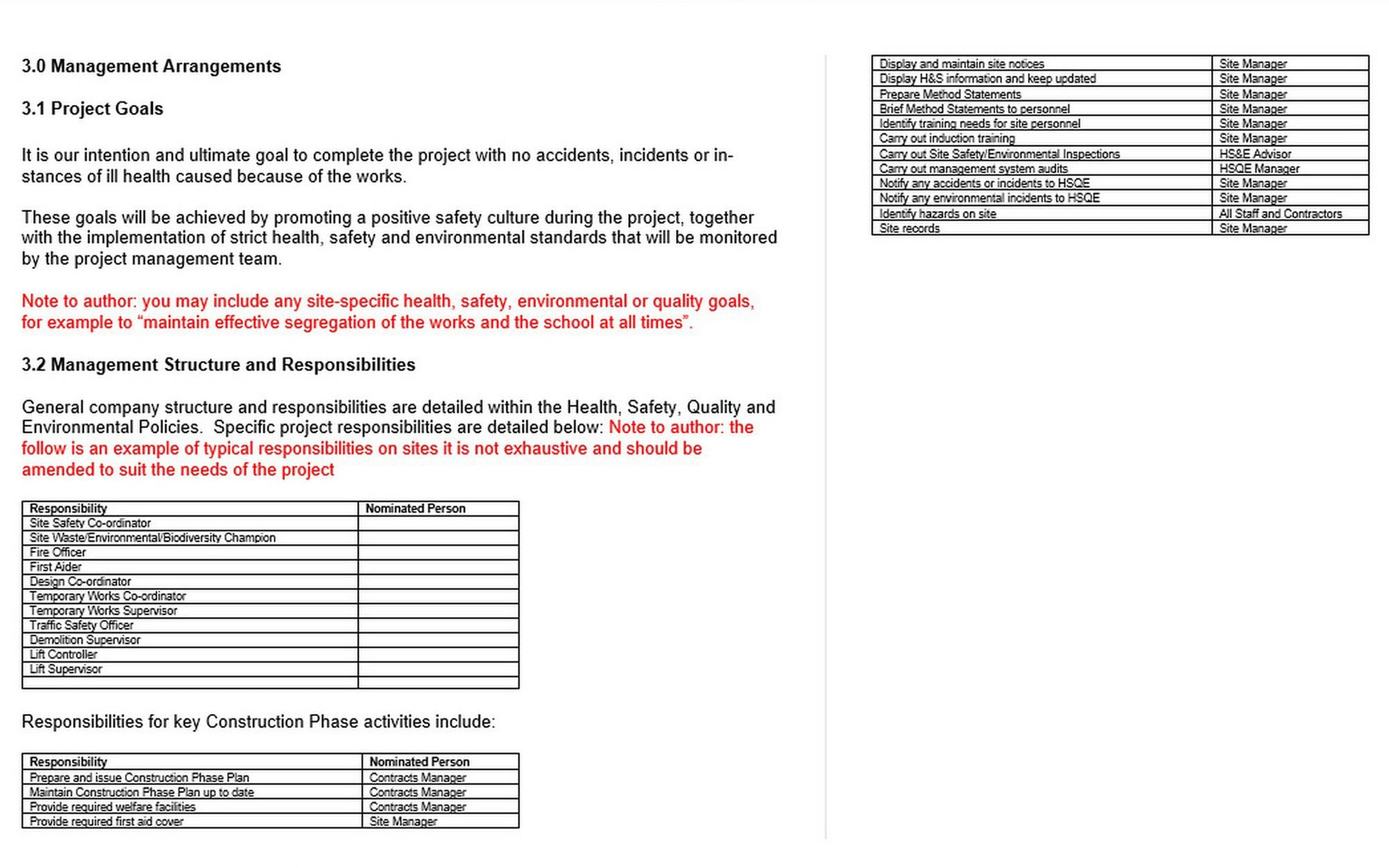 Construction Phase Plan Template, Safety Document, Word Doc - Etsy