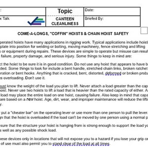 Toolbox Talk on Hoists and Chains - Etsy