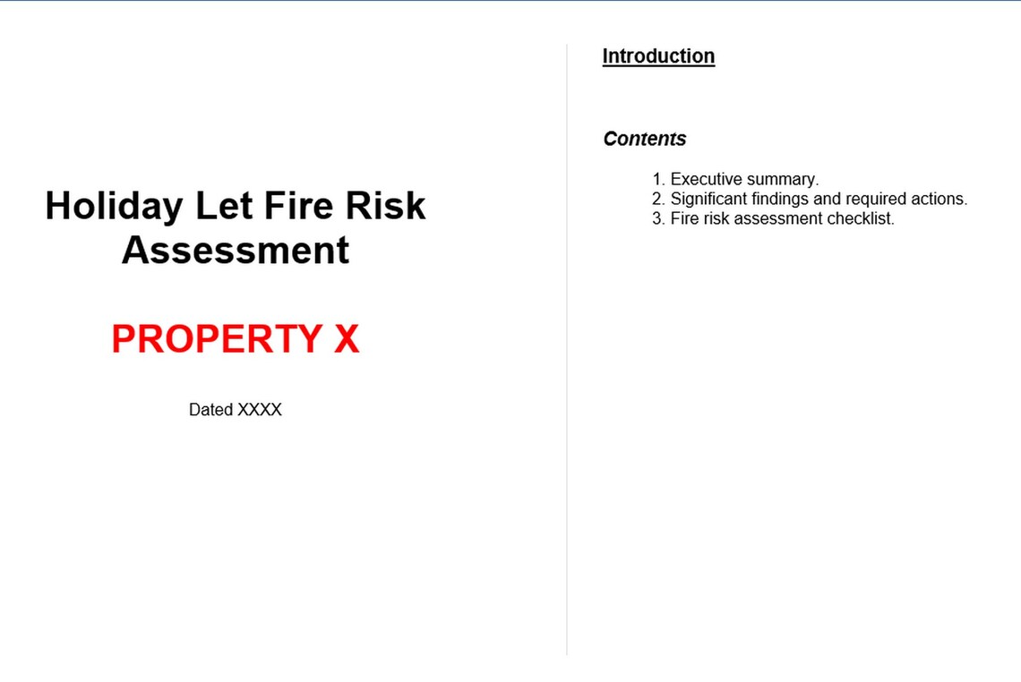 Holiday Lets Fire Risk Assessment Template, Word Doc, Tourism Document ...