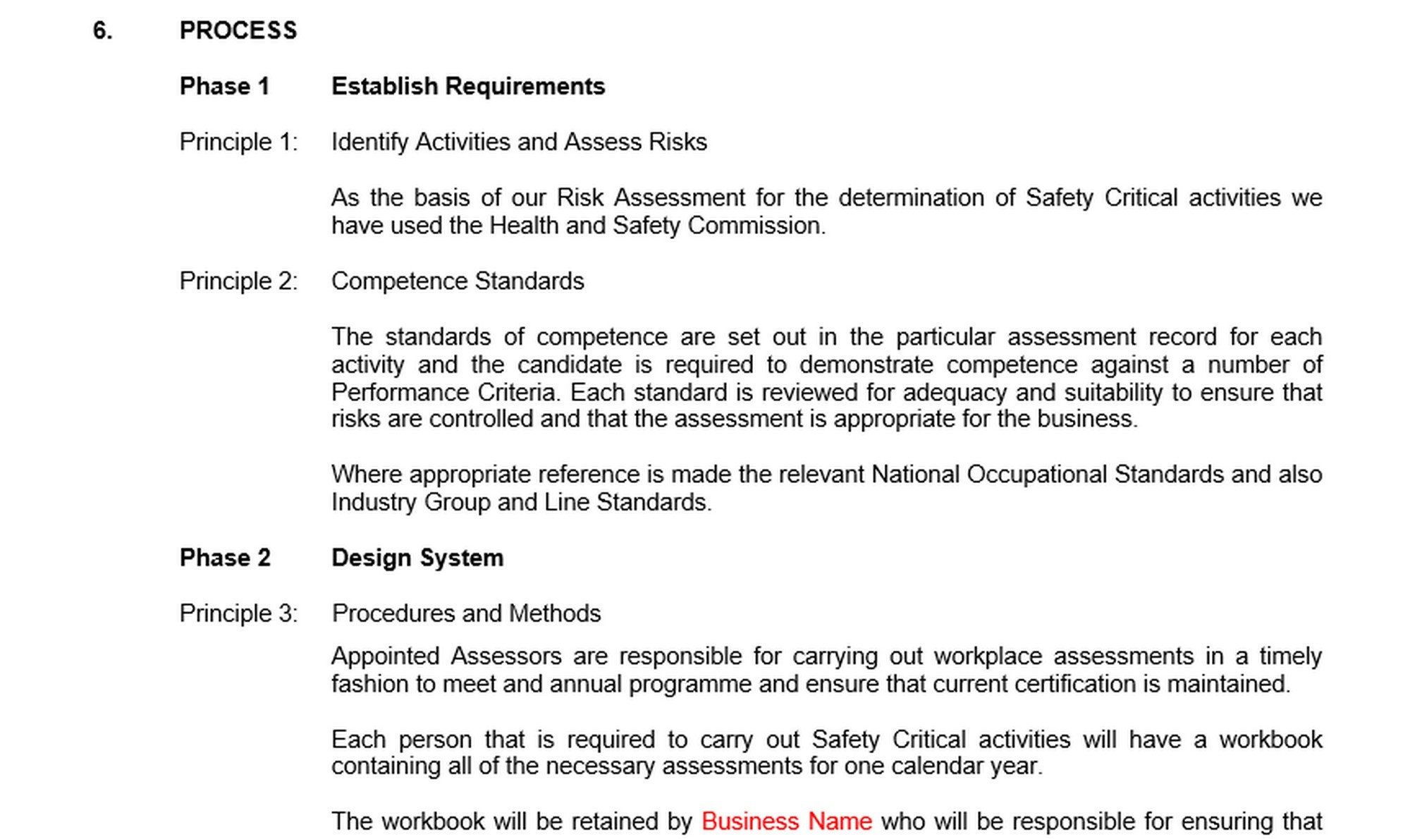 Standard Operating Procedure - Competence Assessment-safety Critical ...