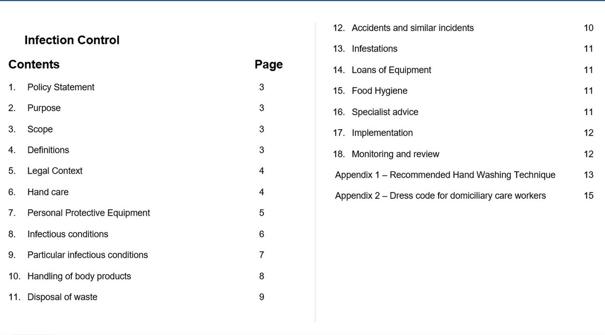 Infection Control Policy in Care Homes, Word Template, Word Doc ...