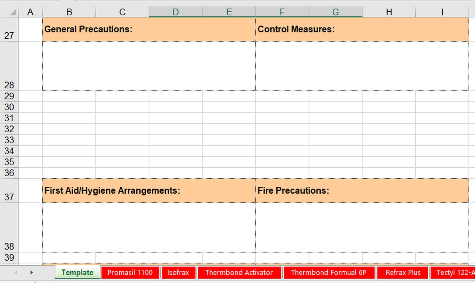 COSHH Assessment Template Business Templates Excel Templates COSHH ...