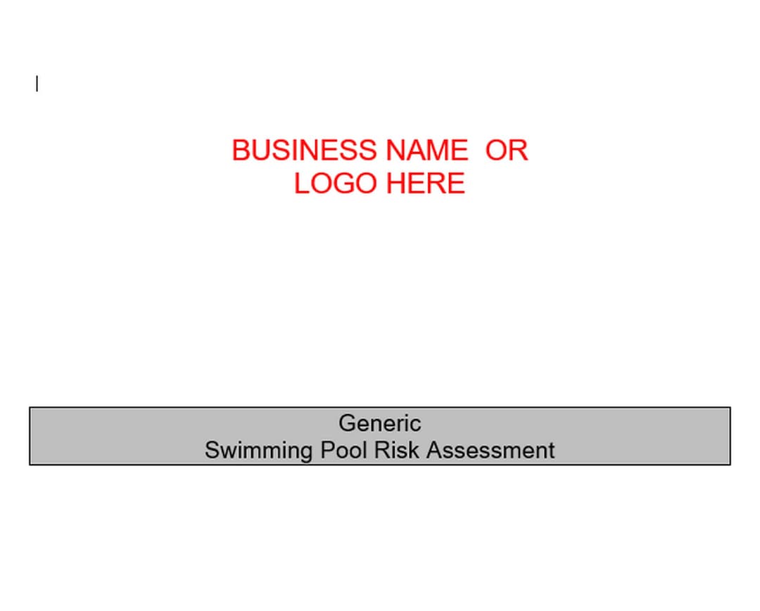 Generic Swimming Pool Risk Assessment, Word Doc, Word Template - Etsy UK